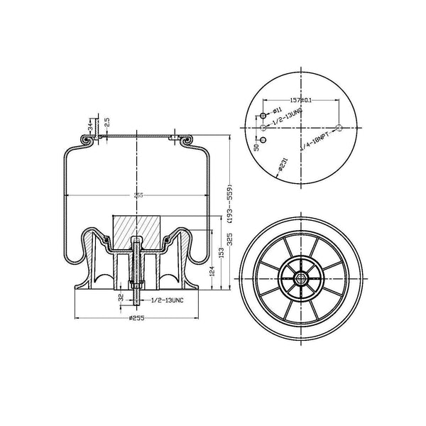 F245581 | AIR SPRING | Replace 9375 | 1R12-404 | 57QL414M | 50899-002L ...